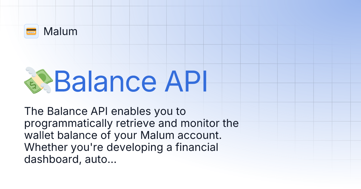 💸Balance API | Malum